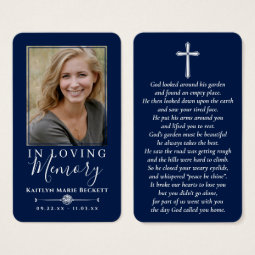 Simple Custom Photo Holy Cross Memorial Cards | Zazzle