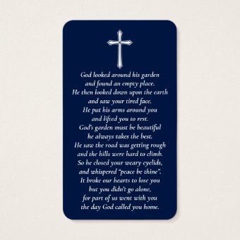 Simple Custom Photo Holy Cross Memorial Cards | Zazzle