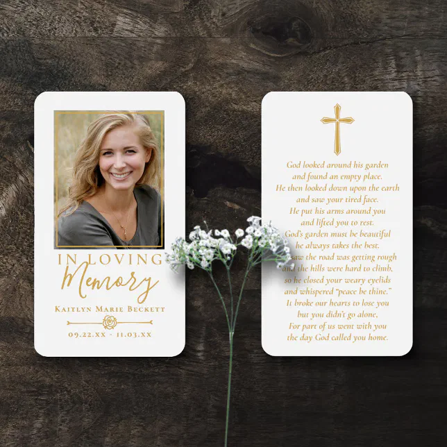 Simple Custom Photo Holy Cross Memorial Cards | Zazzle