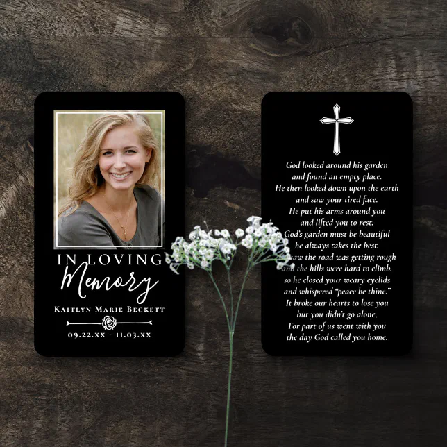 Simple Custom Photo Holy Cross Memorial Cards | Zazzle