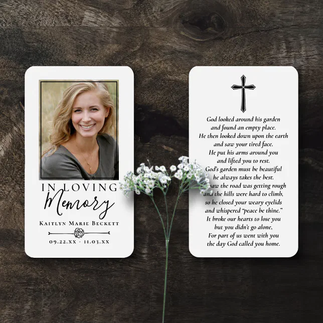 Simple Custom Photo Holy Cross Memorial Cards | Zazzle
