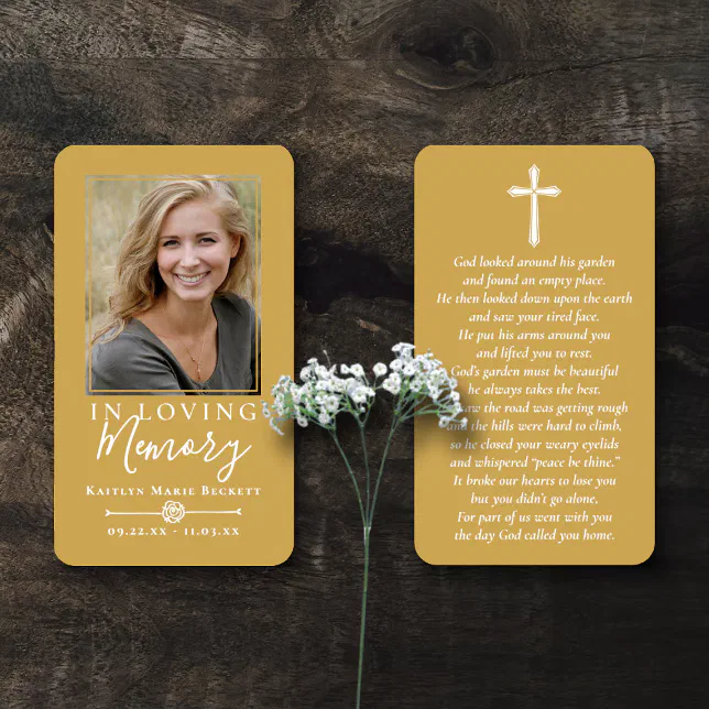 Simple Custom Photo Holy Cross Memorial Cards | Zazzle