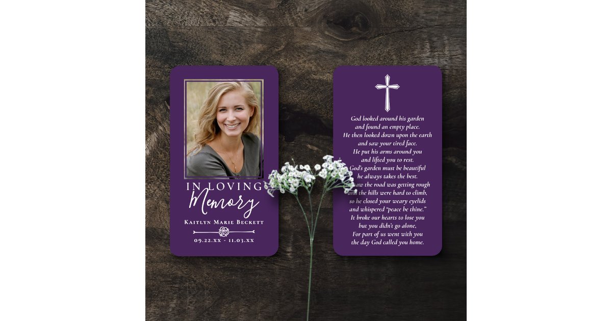 Simple Custom Photo Holy Cross Memorial Cards | Zazzle