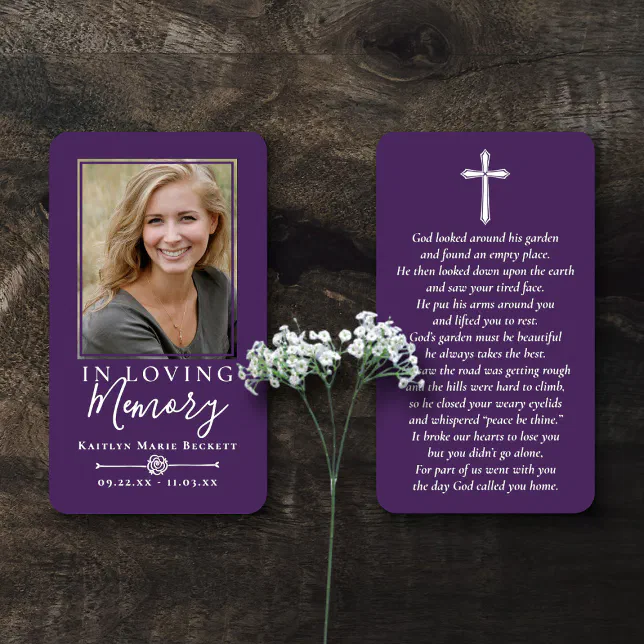 Simple Custom Photo Holy Cross Memorial Cards | Zazzle