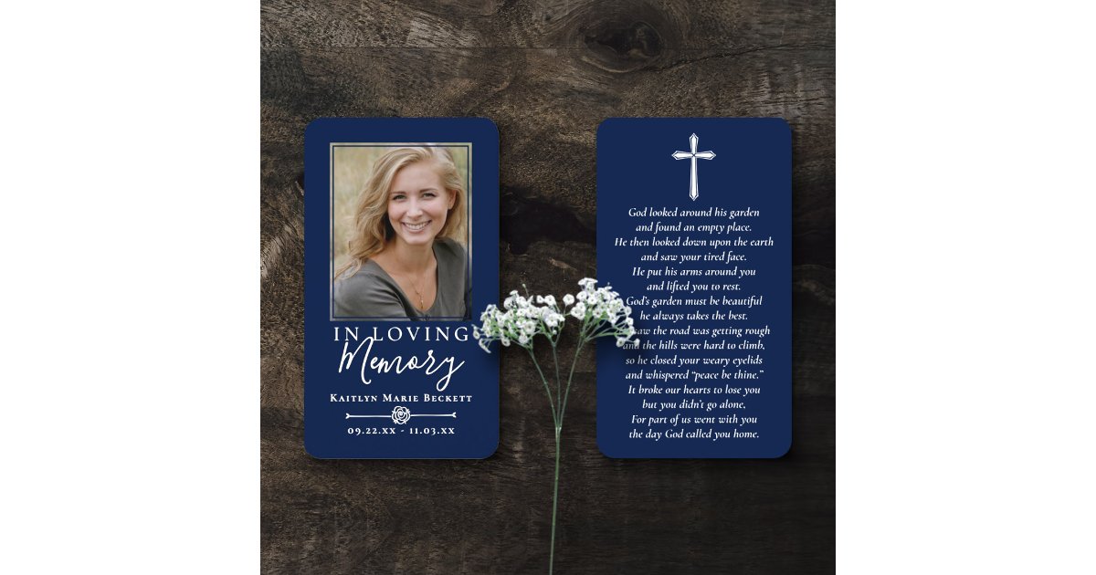 Simple Custom Photo Holy Cross Memorial Cards | Zazzle