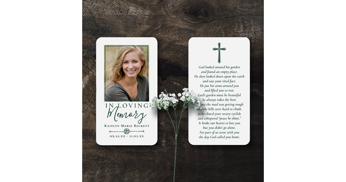 Simple Custom Photo Holy Cross Memorial Cards | Zazzle