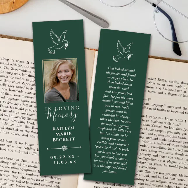 Simple Custom Photo Laminated Memorial Bookmarks | Zazzle