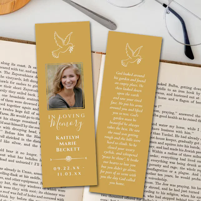 Simple Custom Photo Laminated Memorial Bookmarks | Zazzle