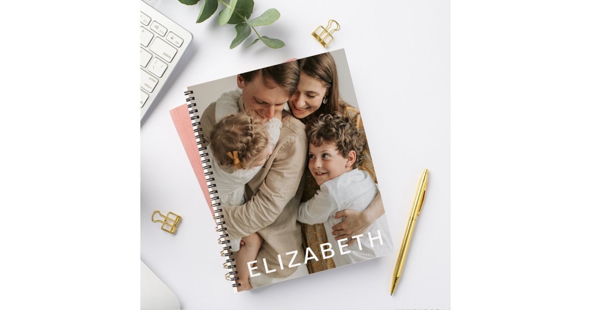 Simple Custom Photo Personalized Name Notebook | Zazzle