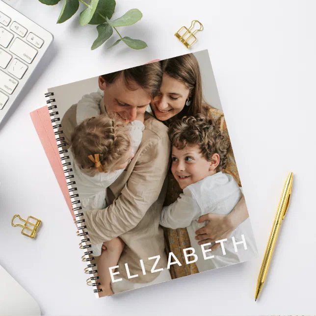 Simple Custom Photo Personalized Name Notebook | Zazzle