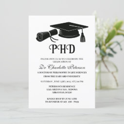 Simple Custom Photo PHD Doctoral Graduation Invitation | Zazzle