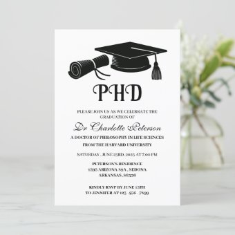 Simple Custom Photo PHD Doctoral Graduation Invitation | Zazzle