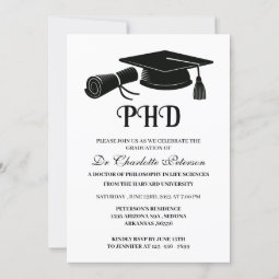 Simple Custom Photo PHD Doctoral Graduation Invitation | Zazzle