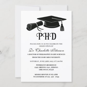 Simple Custom Photo PHD Doctoral Graduation Invitation | Zazzle
