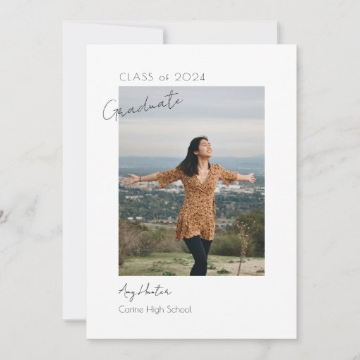 Simple Custom Photo Text Graduation Announcement | Zazzle