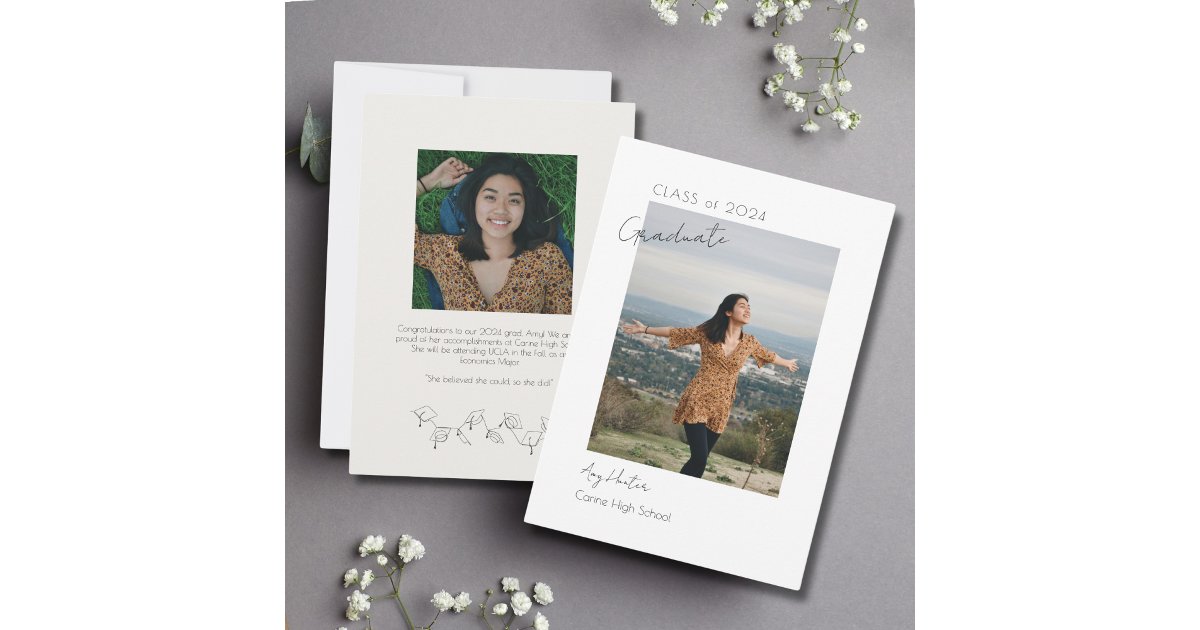 Simple Custom Photo Text Graduation Announcement | Zazzle