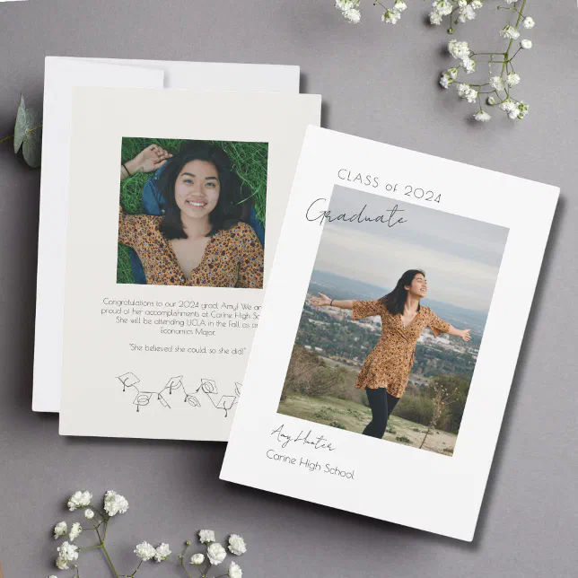Simple Custom Photo Text Graduation Announcement | Zazzle