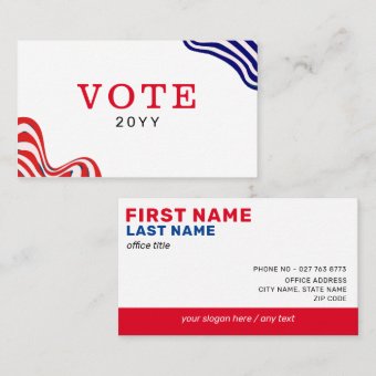 Simple Custom Political Campaign Business Card | Zazzle