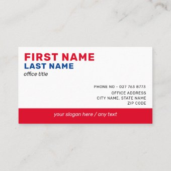 Simple Custom Political Campaign Business Card | Zazzle