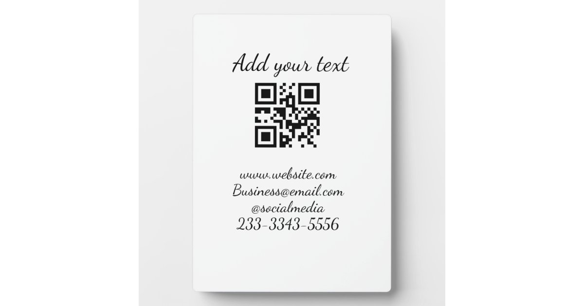 simple custom QR code add your name text Classic Plaque | Zazzle