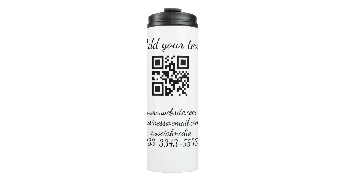 simple custom QR code add your name text Classic Thermal Tumbler | Zazzle