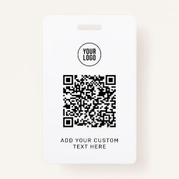 Simple Custom QR Code Business Logo Lanyard Card Badge | Zazzle