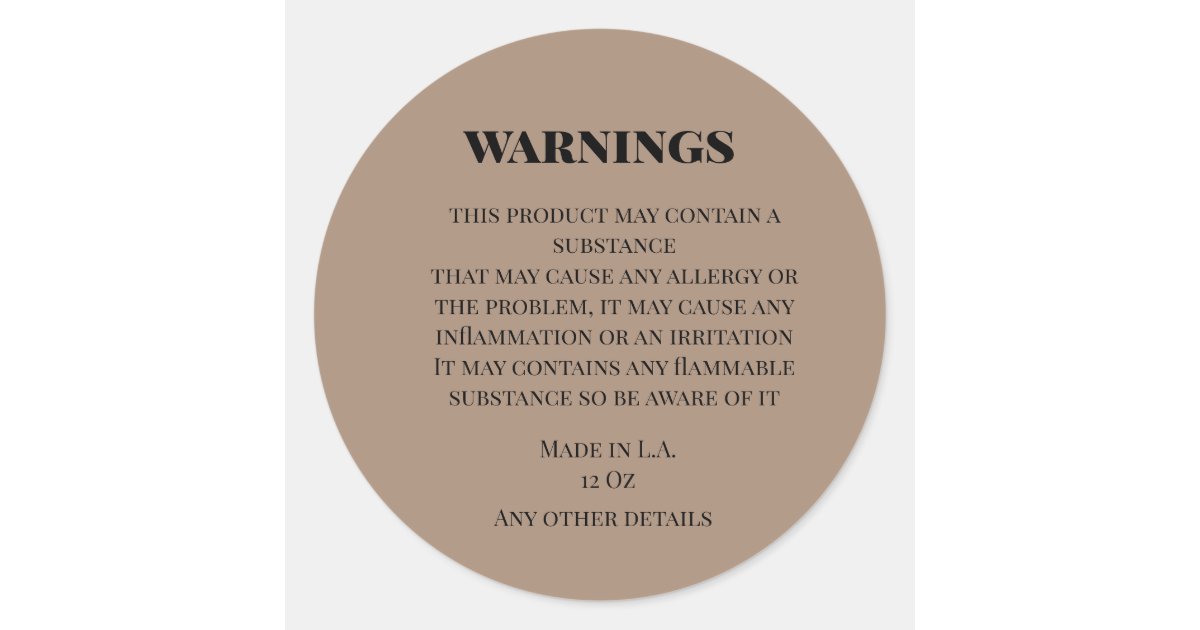 simple custom small business warnings product labe classic round ...
