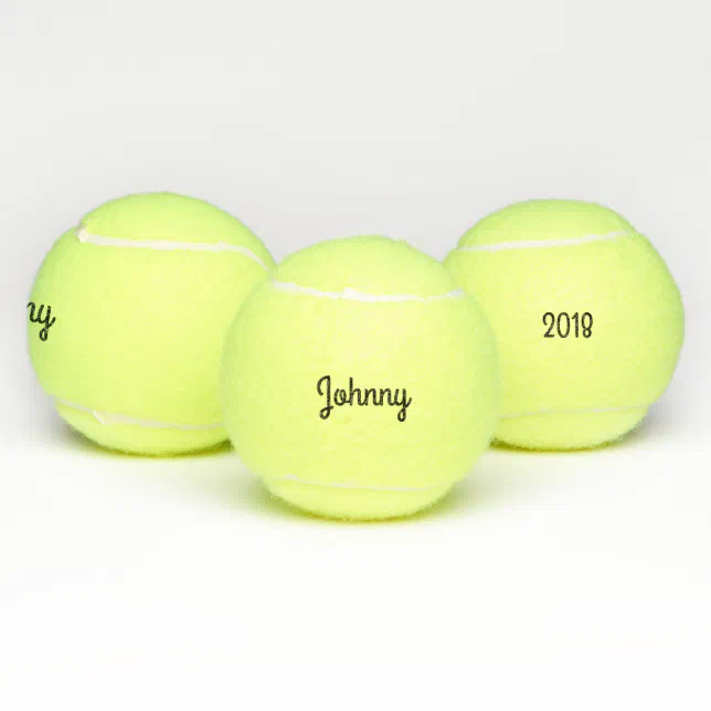 Simple Custom Text Name and Date Tennis Balls | Zazzle
