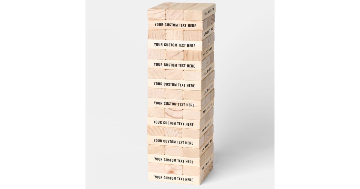 Simple Custom Text Topple Tower | Zazzle