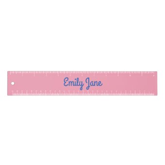 Simple Cute Blue and Pink Personalized Ruler | Zazzle