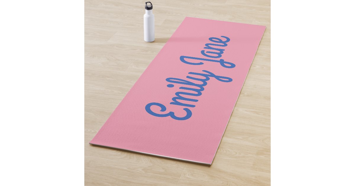 Simple Cute Blue and Pink Personalized Yoga Mat | Zazzle