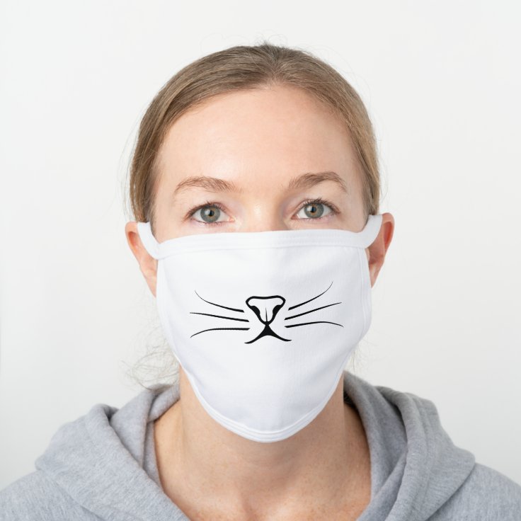 Simple Cute Cartoon Cat Mouth White Cotton Face Mask | Zazzle