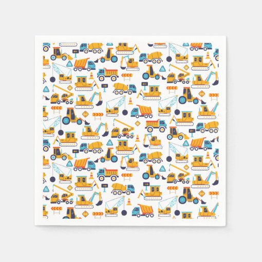 Simple Cute Construction Dump Trucks Vehicle Party Napkins | Zazzle