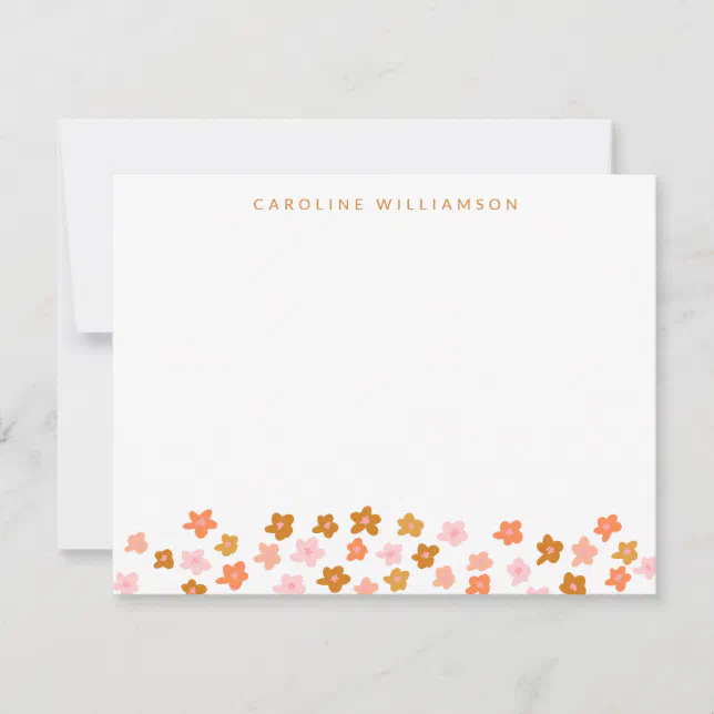 Simple Cute Ditsy Flowers in Pink Personalized Note Card | Zazzle