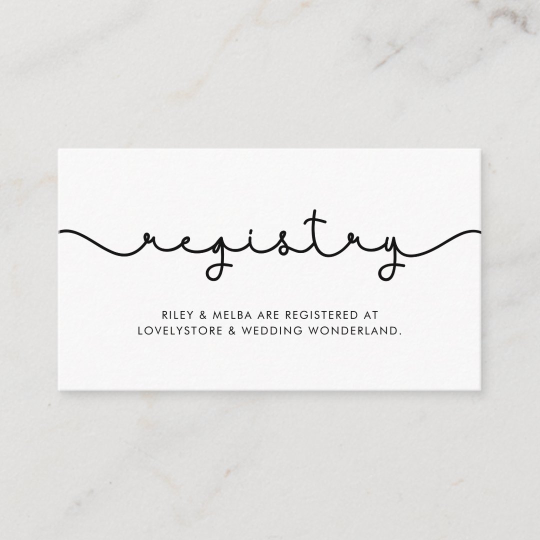 Simple cute font wedding registry card | Zazzle