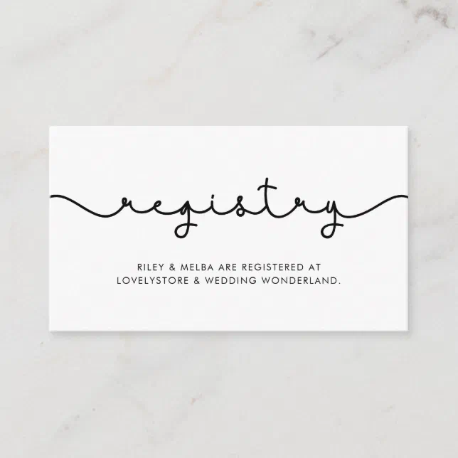 Simple cute font wedding registry card | Zazzle