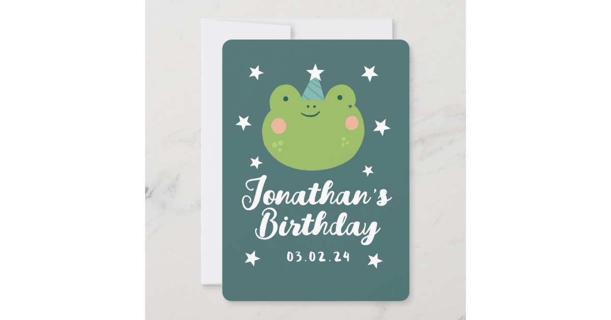 Simple Cute Frog Forest with Animals Birthday Invitation | Zazzle