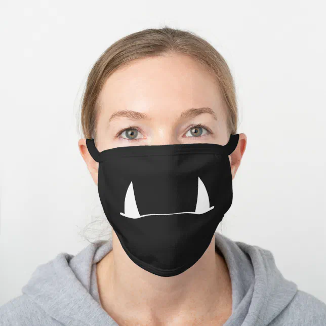 Simple Cute Monster Teeth Black Cotton Face Mask | Zazzle