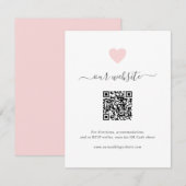 Simple Cute Pink Heart QR Code Website Wedding Enclosure Card | Zazzle
