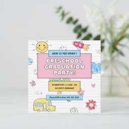 Simple Cute Preschool Graduation Party Invitation | Zazzle