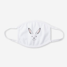 Simple Cute Rabbit Personalized White Cotton Face Mask | Zazzle