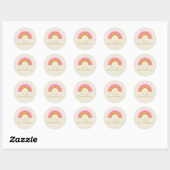 Simple Cute Retro Rainbow Personalized Gift From Classic Round Sticker ...
