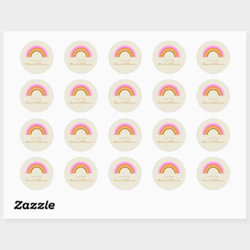 Simple Cute Retro Rainbow Personalized Gift From Classic Round Sticker ...