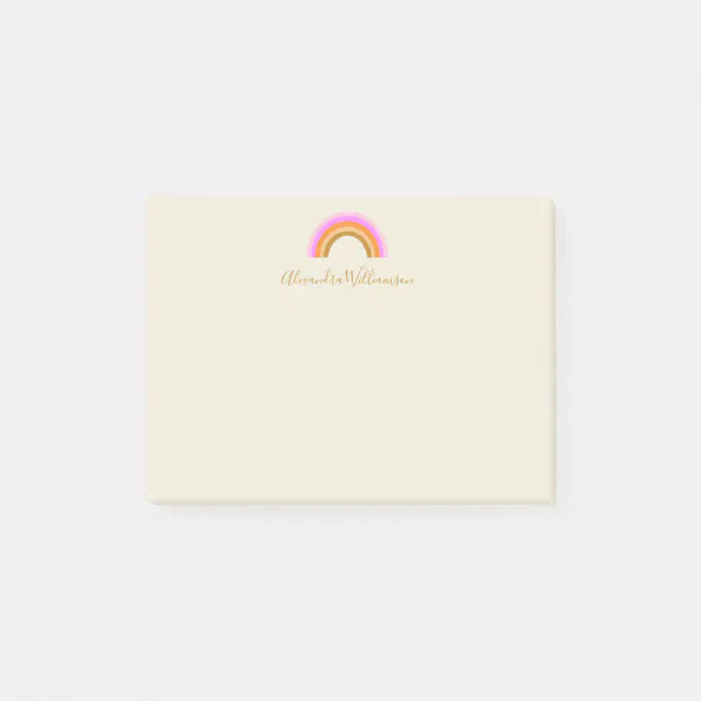 Simple Cute Retro Rainbow Personalized Script Name Post-it Notes | Zazzle