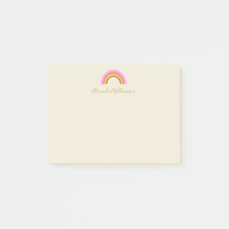 Simple Cute Retro Rainbow Personalized Script Name Post-it Notes | Zazzle