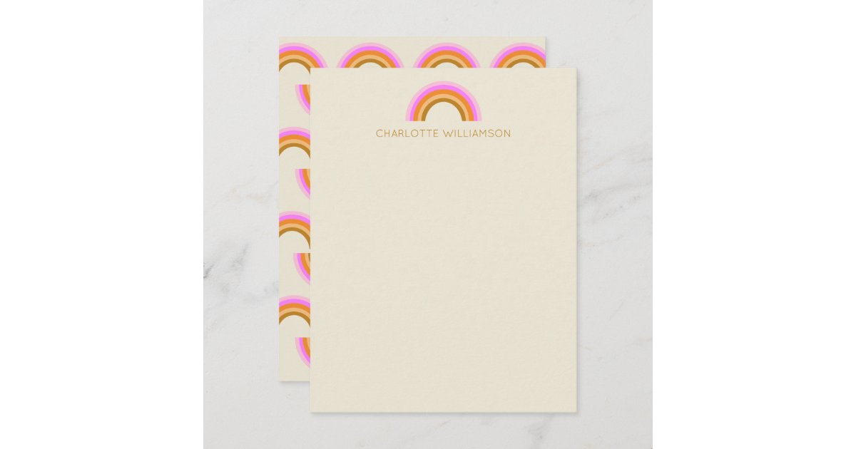 Simple Cute Retro Rainbow Personalized Stationery Note Card | Zazzle