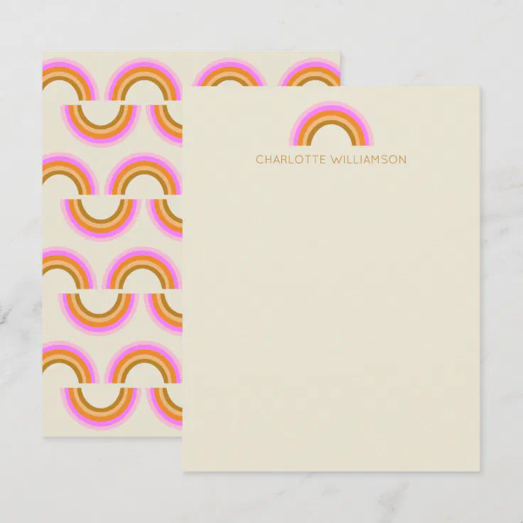 Simple Cute Retro Rainbow Personalized Stationery Note Card | Zazzle