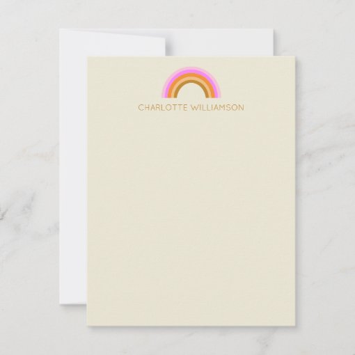 Simple Cute Retro Rainbow Personalized Stationery Note Card | Zazzle