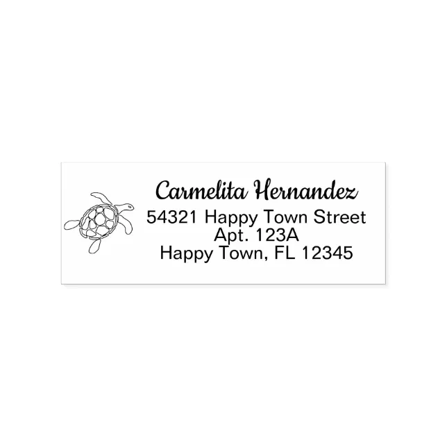 Simple Cute Tropical Turtle Return Address Rubber Stamp | Zazzle