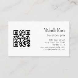 Simple Daisy QR code Gold Floral Designer Business Card | Zazzle